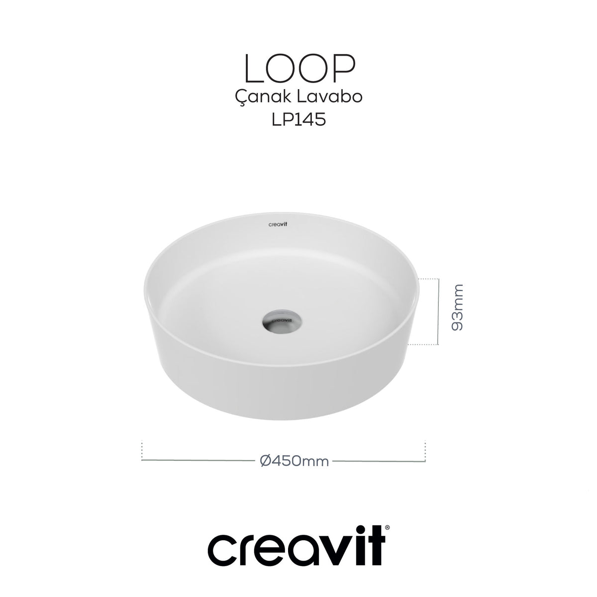 Creavit, Loop Round Bowl Sink Ø45 cm, White