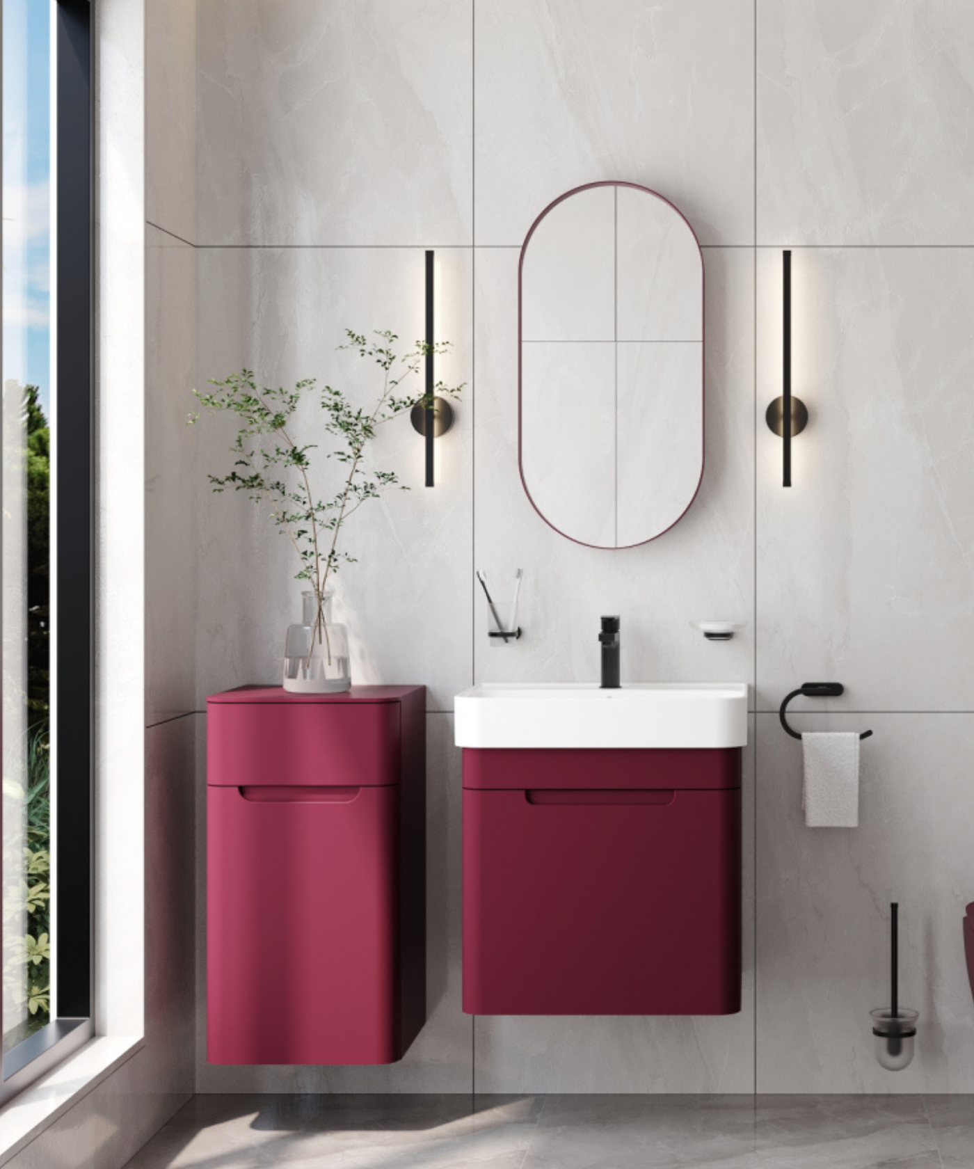 Creavit, Colorit Çekmeceli Lavabo Dolabı 60 cm, Berry