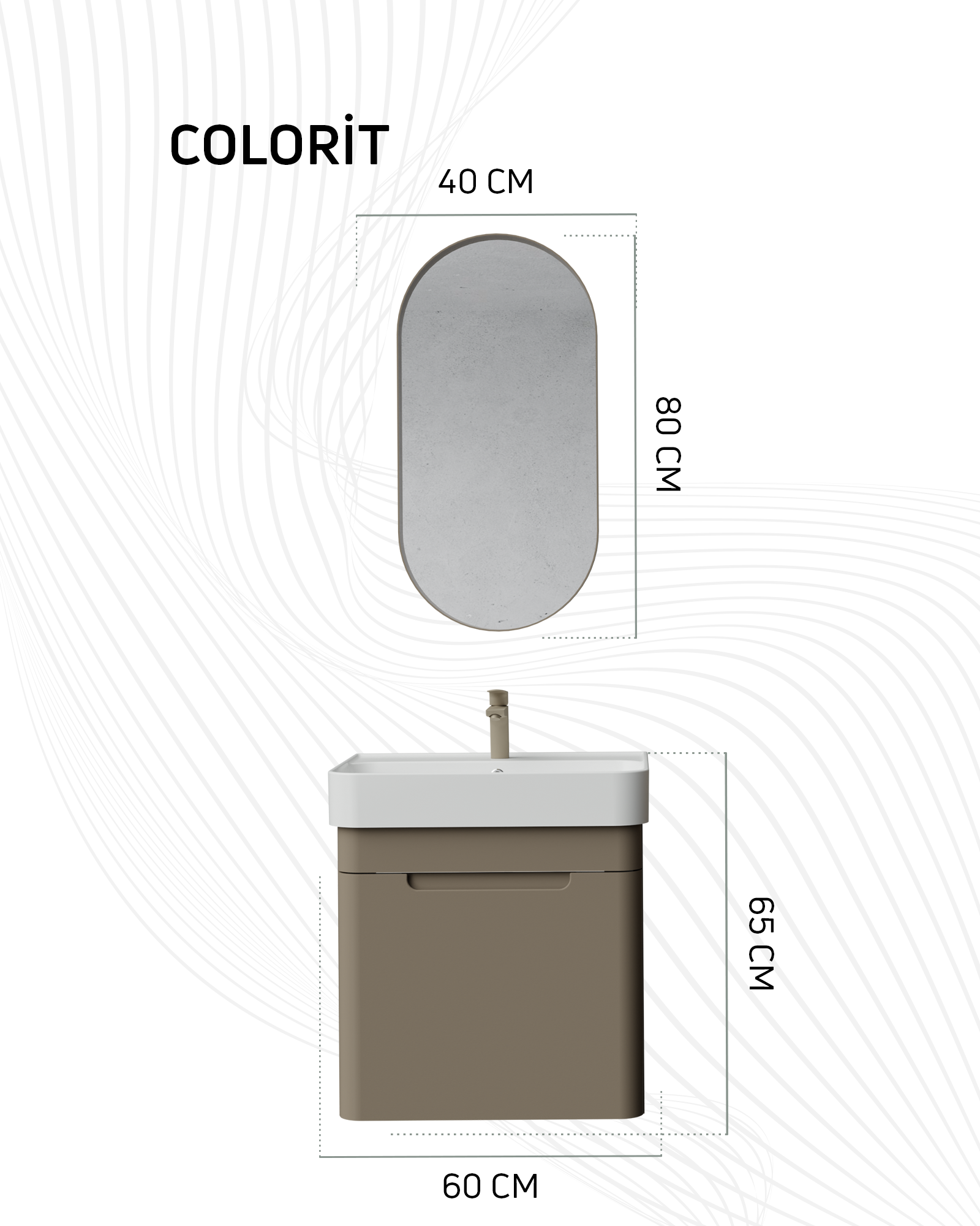 Creavit, Colorit Kapaklı Lavabo Dolabı 60 cm, Cappuccino
