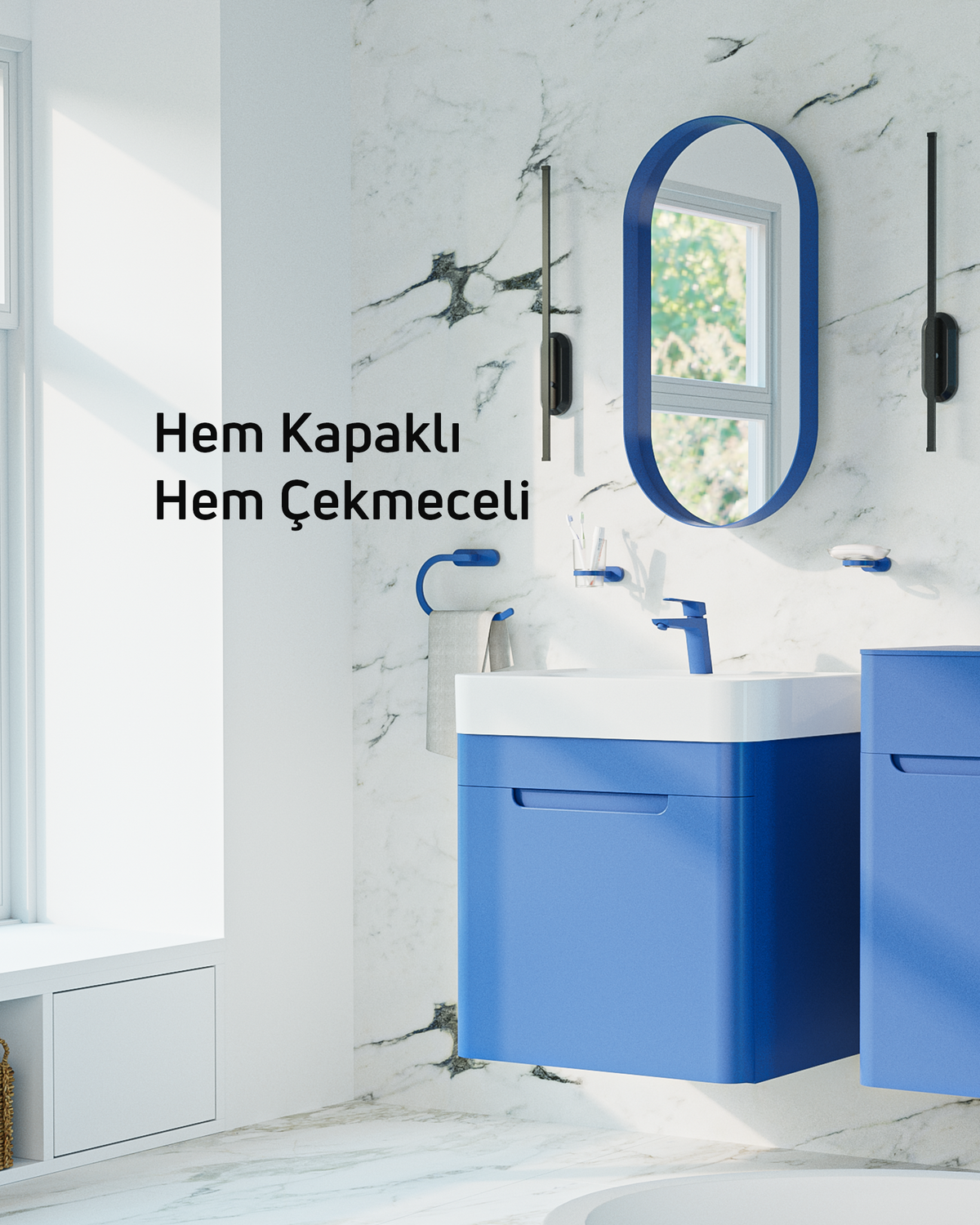Creavit, Colorit Çekmeceli Lavabo Dolabı 60 cm, Ocean