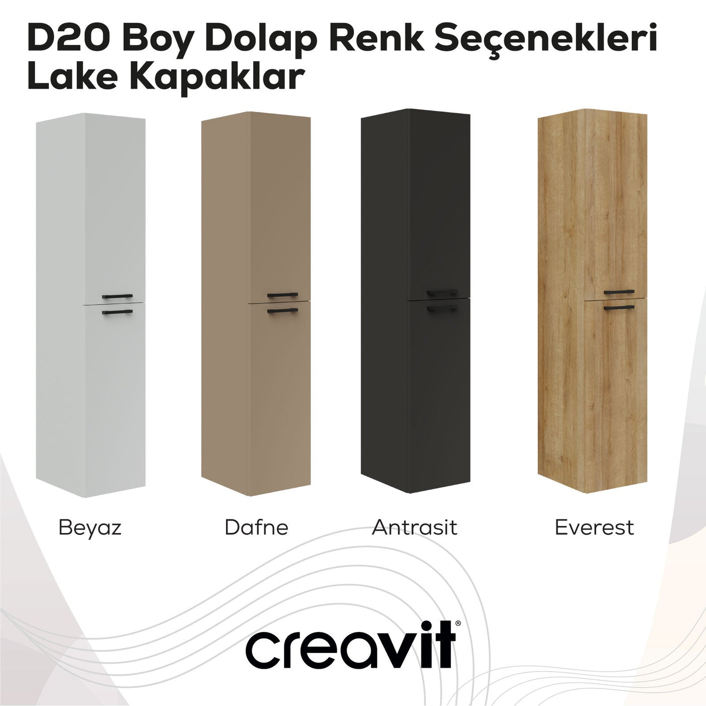 Creavit, D20 30 cm Sol Boy Dolabı Everest Melamin Kapak