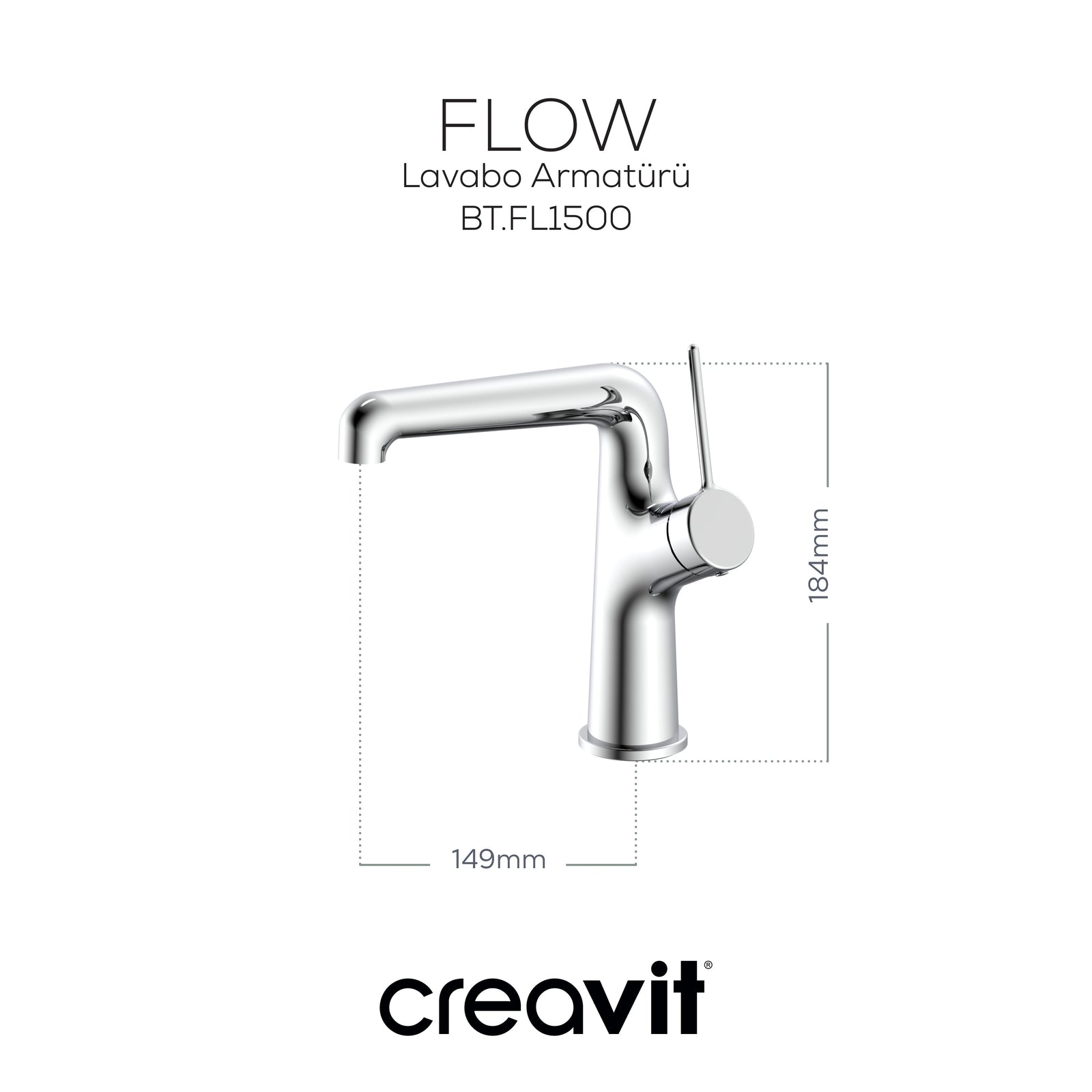 Creavit, Flow Lavabo Armatürü, Krom