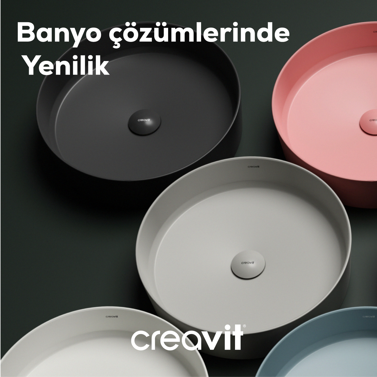 Creavit, Pop-Up Sink Siphon Head, Overflow-Free Matte Black