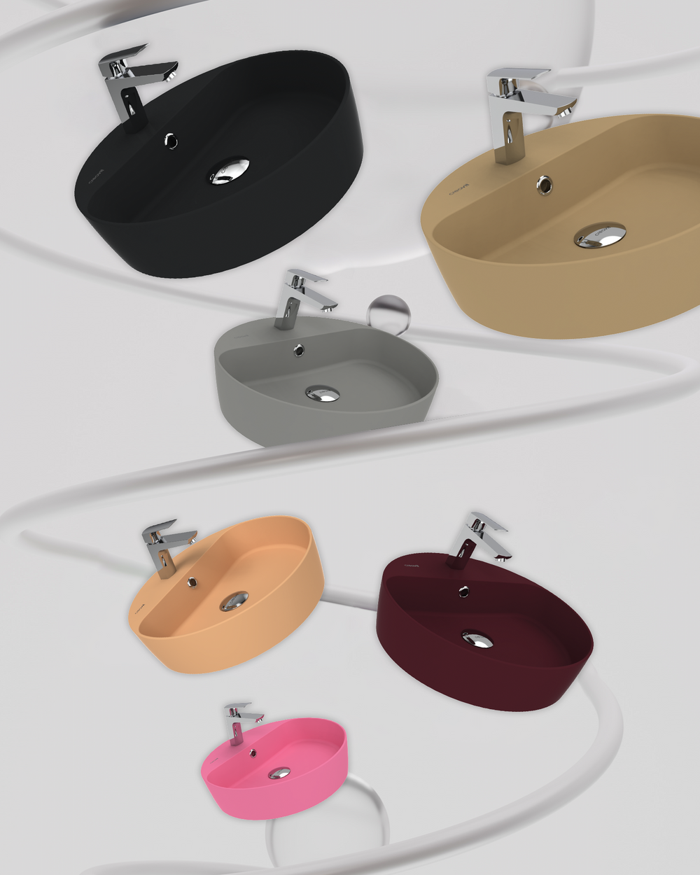 Creavit, Loop 45cm Masa Üstü Çanak Lavabo, Extra Mat Cappuccino