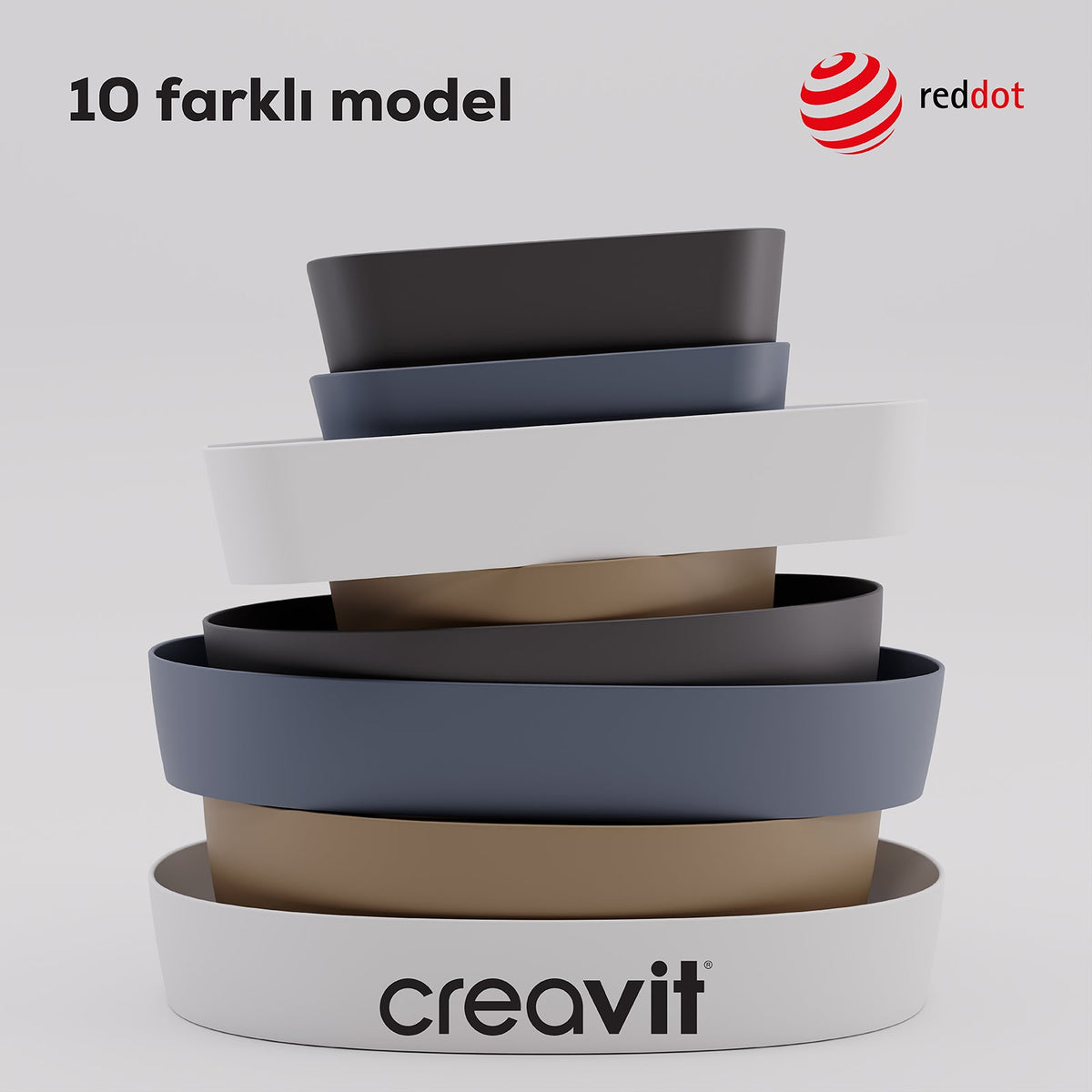 Creavit, Loop Yuvarlak Çanak Lavabo Ø45 cm, Extra Cool Grey