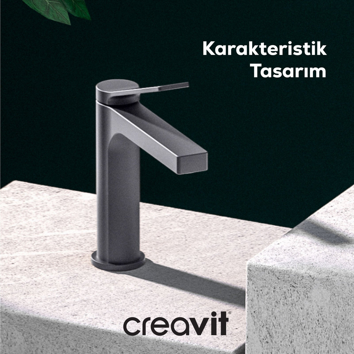 Creavit, Ritmo Sink Faucet, Metallic Gray