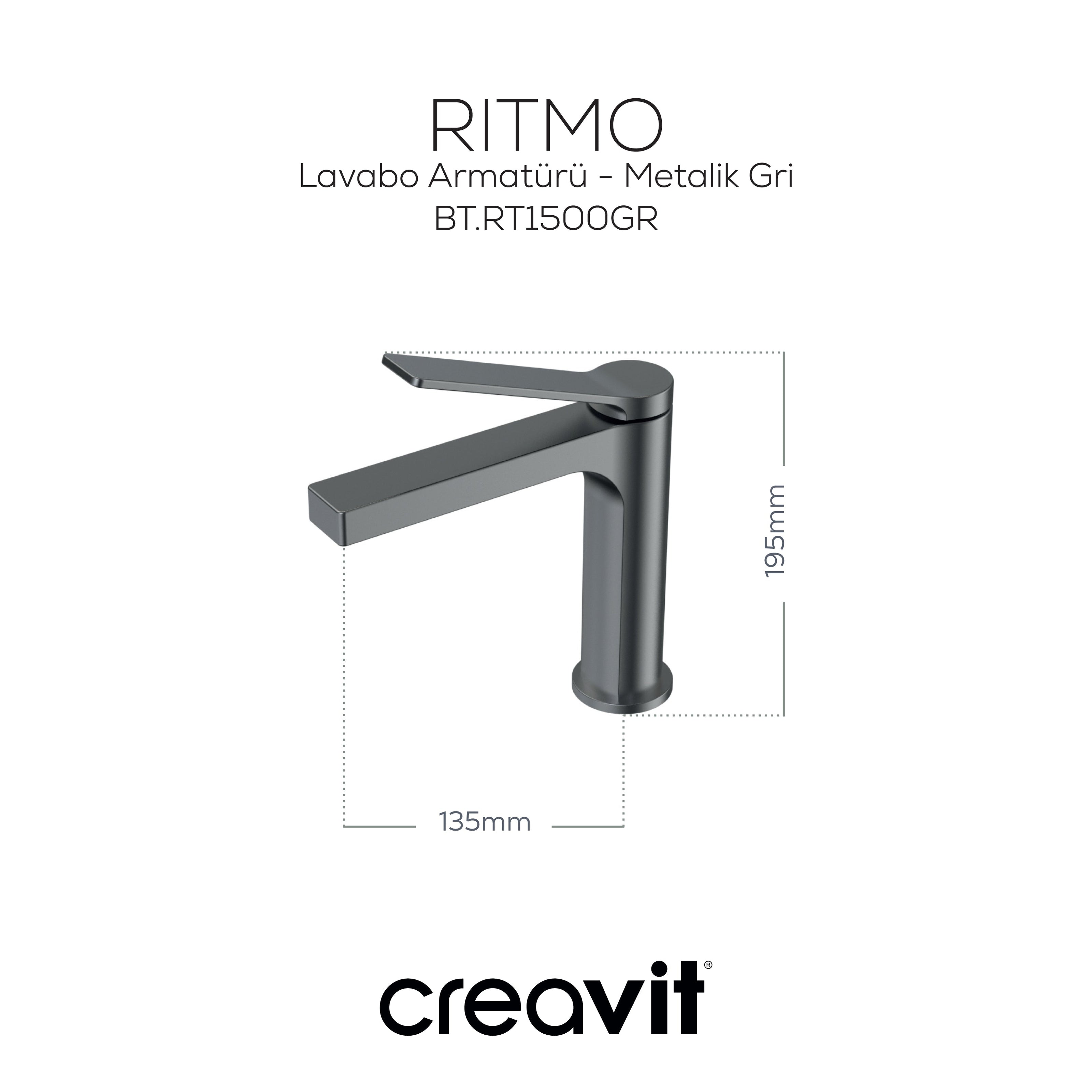 Creavit, Ritmo Sink Faucet, Metallic Gray