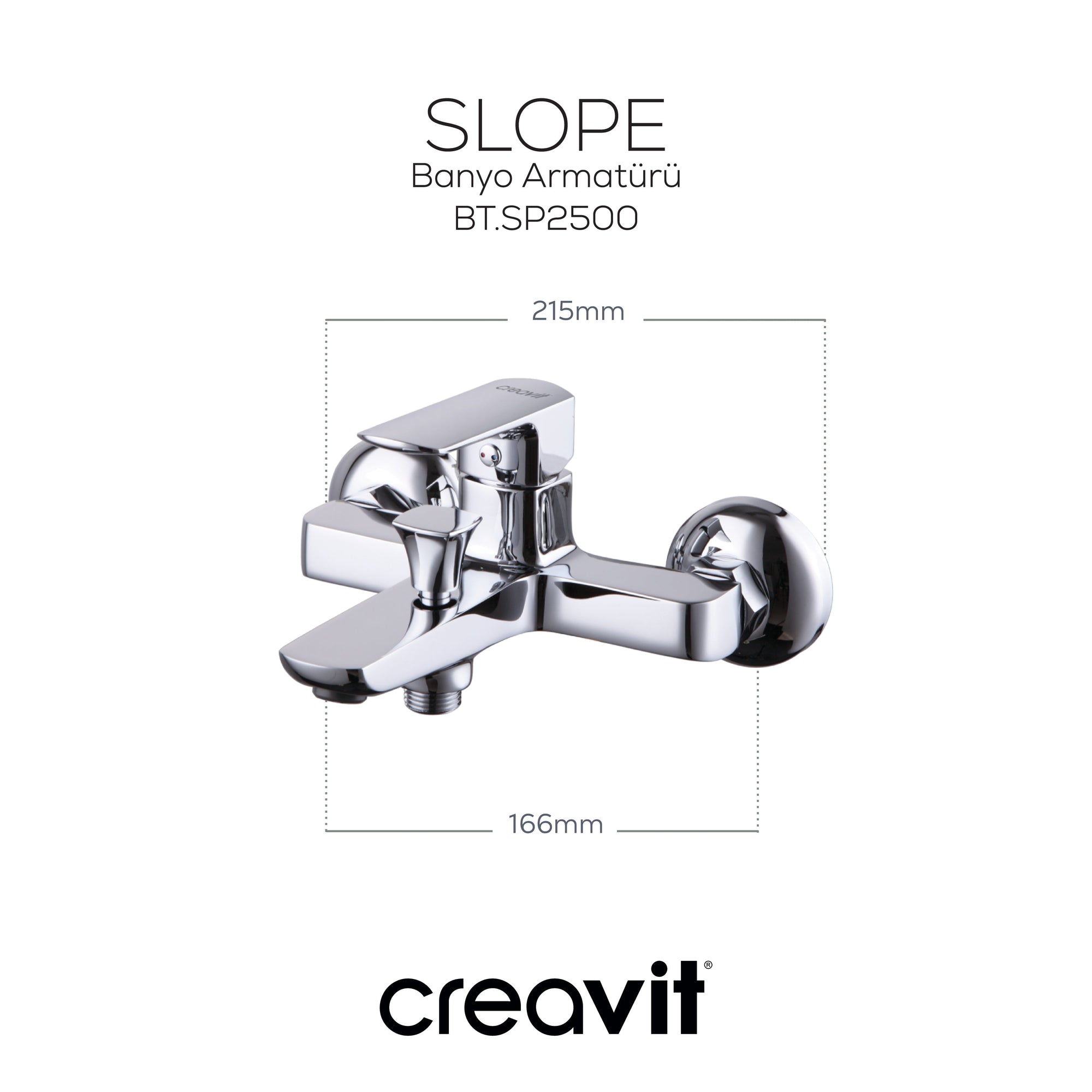 Creavit, Slope Bathroom Faucet, Chrome