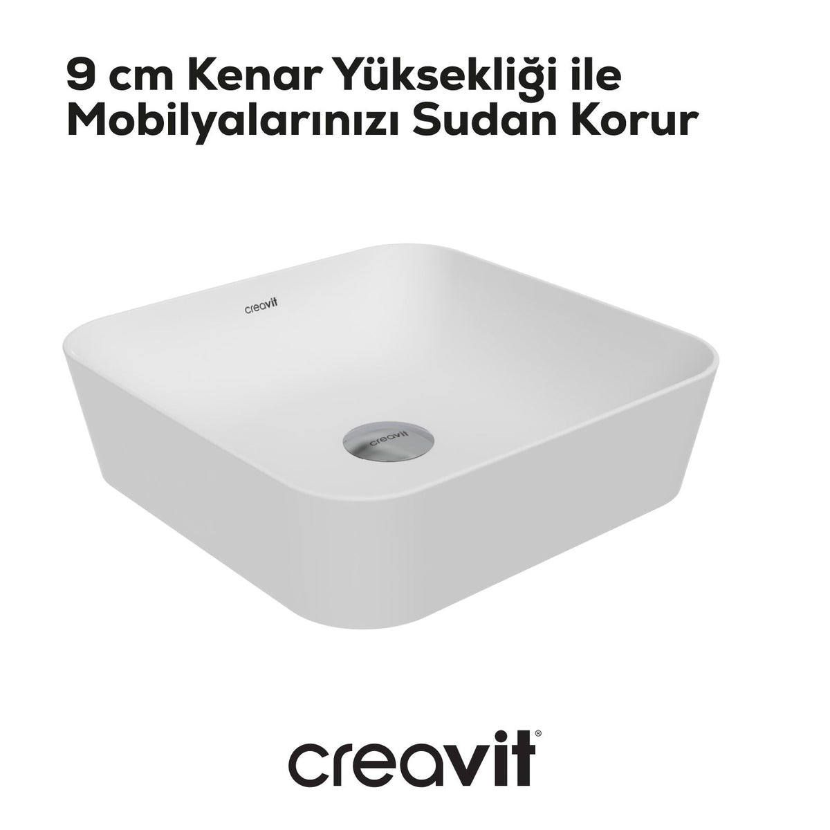 Creavit, Ultra Square Bowl Sink 40cm, White