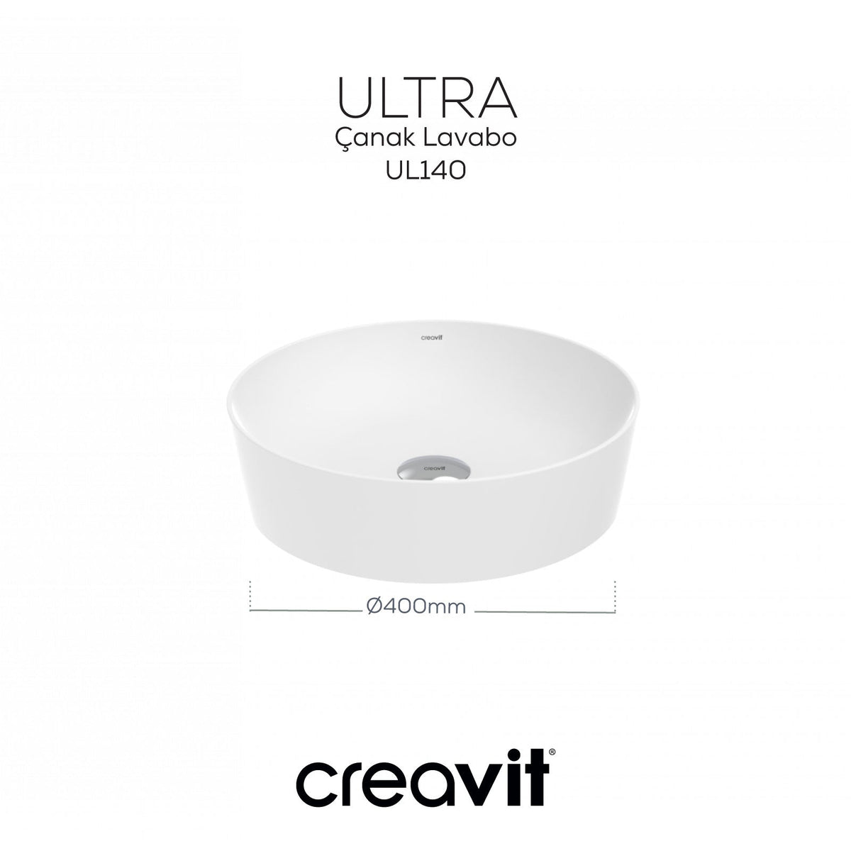 Creavit, Ultra Round Bowl Sink 40cm, White